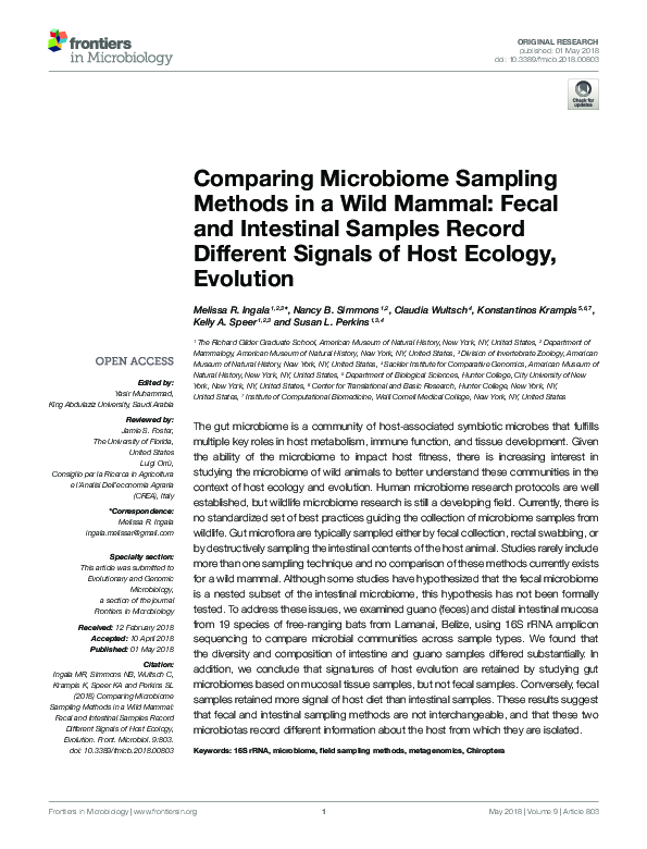 (PDF) Comparing Microbiome Sampling Methods in a Wild Mammal: Fecal and ...