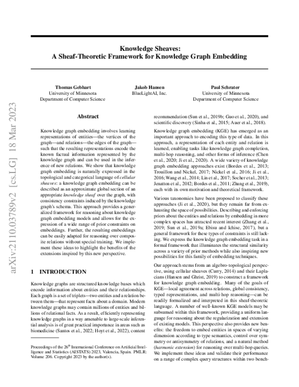 (PDF) Sheaf-Theoretic Framework for Knowledge Graph Embedding