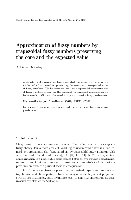 (PDF) Approximation of fuzzy numbers by trapezoidal fuzzy numbers ...
