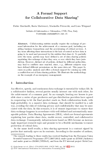 (PDF) A Formal Support for Collaborative Data Sharing