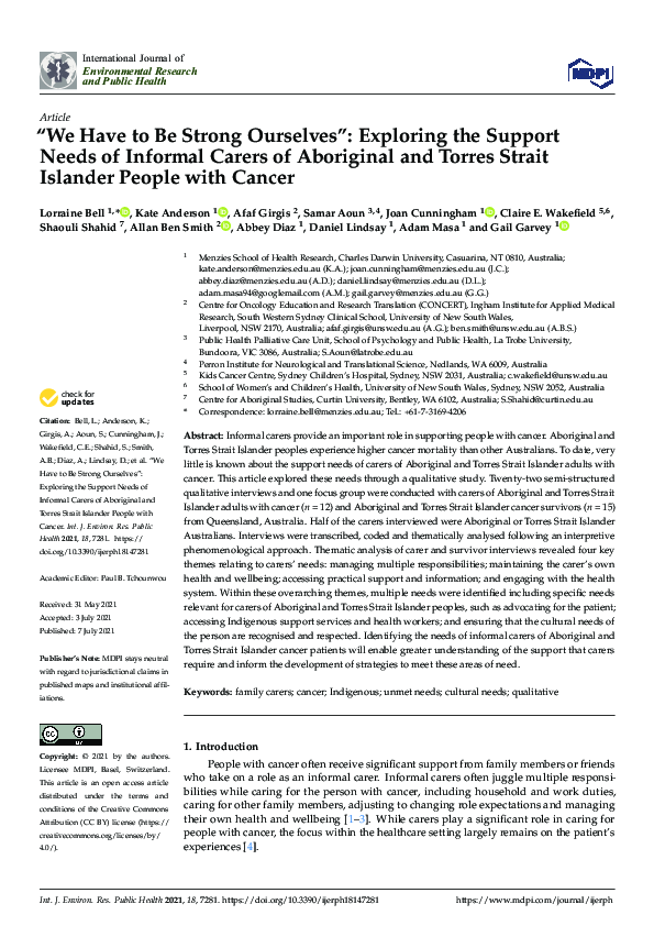 (PDF) “We Have to Be Strong Ourselves”: Exploring the Support Needs of ...