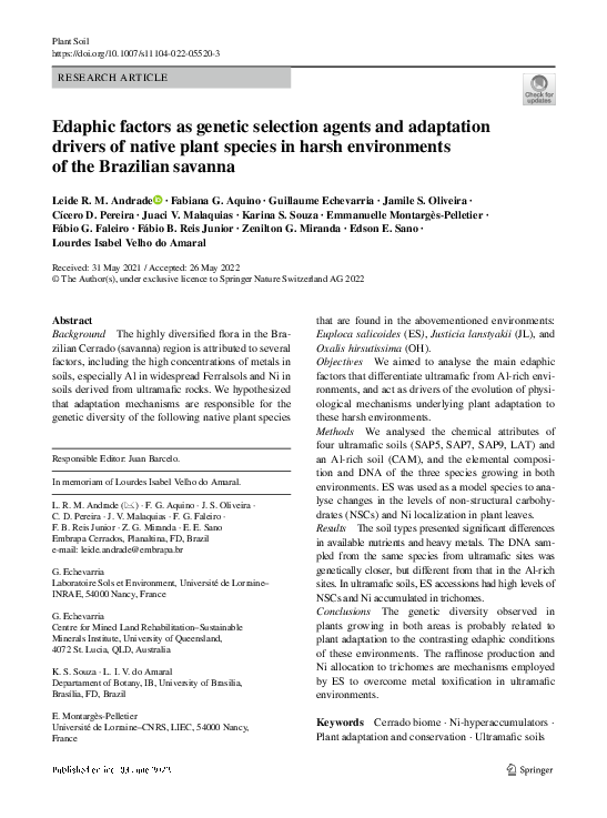 (PDF) Edaphic factors as genetic selection agents and adaptation ...