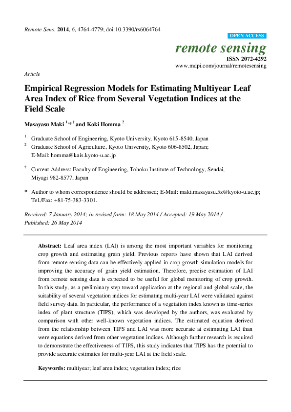 Pdf Article Empirical Regression Models For Estimating Multiyear Leaf