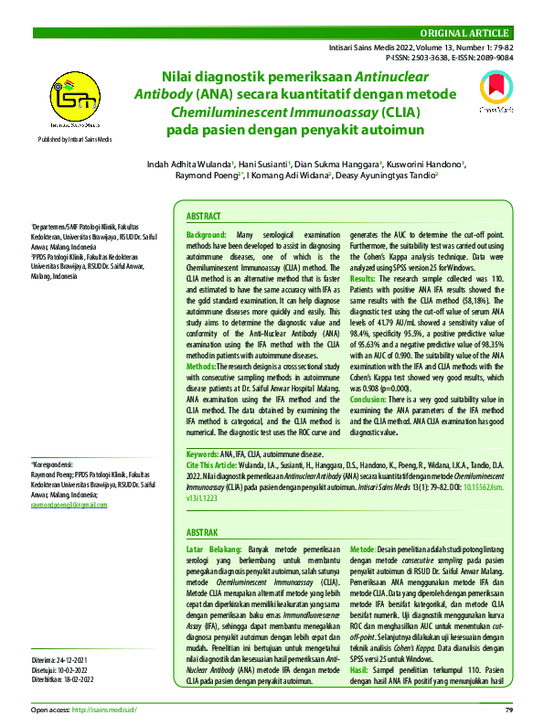 (PDF) Nilai diagnostik pemeriksaan Antinuclear Antibody (ANA) secara ...