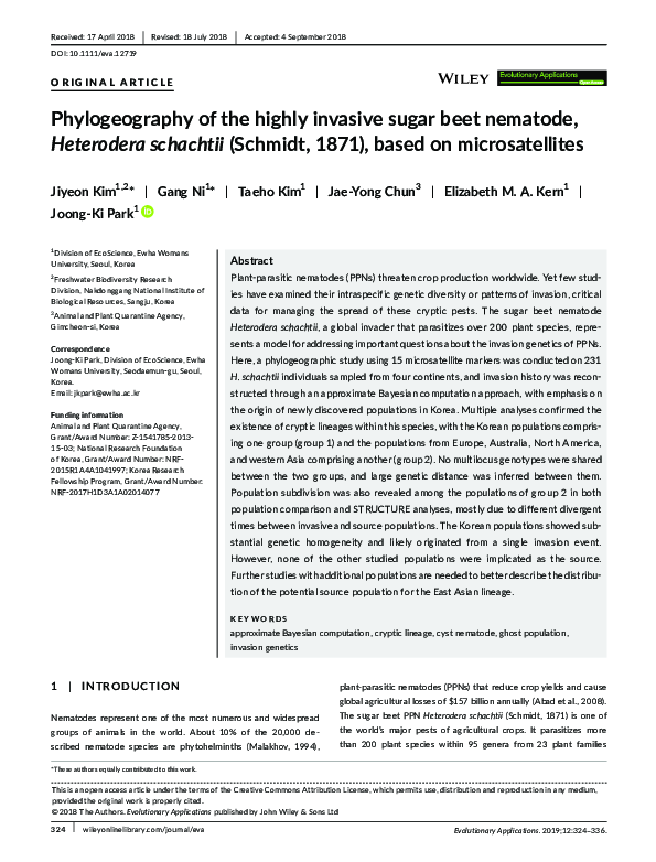 (PDF) Phylogeography of the highly invasive sugar beet nematode ...