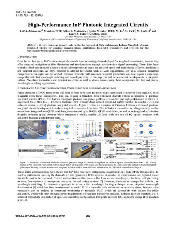 (PDF) High-performance InP photonic integrated circuits