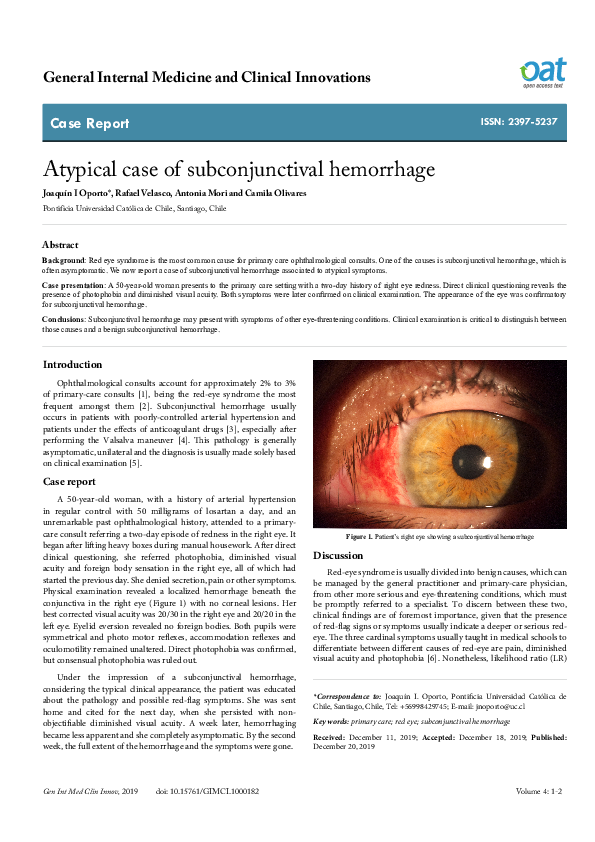 (PDF) Atypical case of subconjunctival hemorrhage