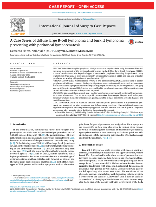 (PDF) A Case Series of diffuse large B-cell lymphoma and burkitt ...