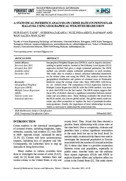 (PDF) A Statistical Inference Analysis on Crime Rates in Peninsular ... (PDF) A Statistical Inference Analysis on Crime Rates in Peninsular ...