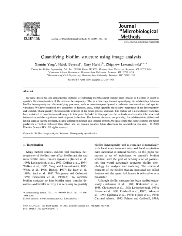 (PDF) Quantifying biofilm structure using image analysis