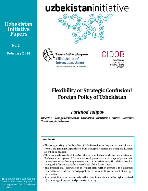 (PDF) Flexibility or Strategic Confusion? Foreign Policy of Uzbekistan