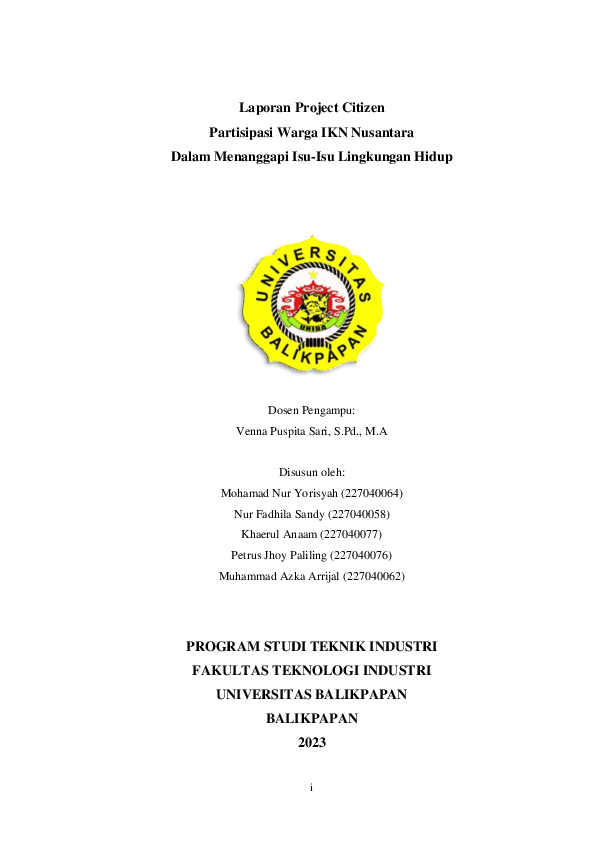 (PDF) Laporan Project Citizen Hasil Penelitian B
