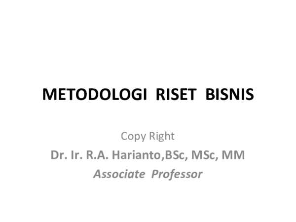 (PPT) Metodologi Riset Bisnis