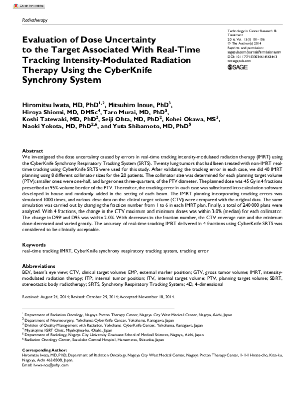 (PDF) Evaluation of Dose Uncertainty to the Target Associated With Real ...
