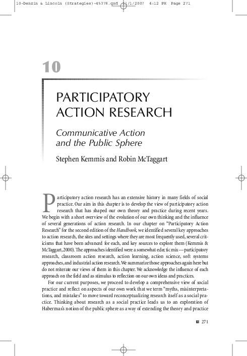 (PDF) Participatory Action Research: Communicative Action and the Public Sphere