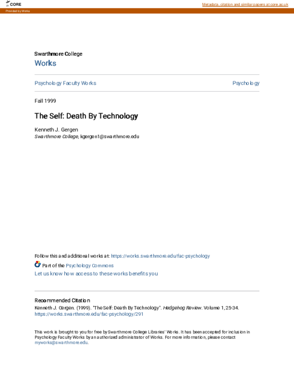 (PDF) The self: death by technology