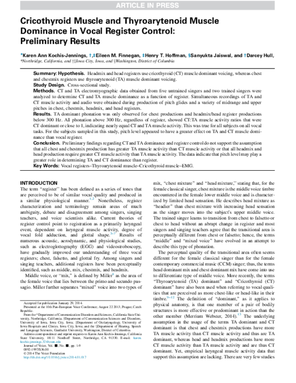 (PDF) Cricothyroid Muscle and Thyroarytenoid Muscle Dominance in Vocal ...