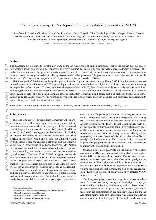 (PDF) The Tangerine project: Development of high-resolution 65 nm ...
