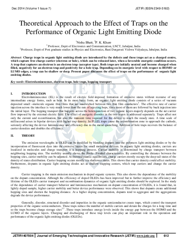 (PDF) Theoretical Approach to the Effect of Traps on the Performance of ...