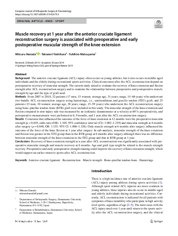 (PDF) Muscle recovery at 1 year after the anterior cruciate ligament ...