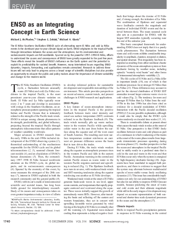 (PDF) ENSO as an Integrating Concept in Earth Science