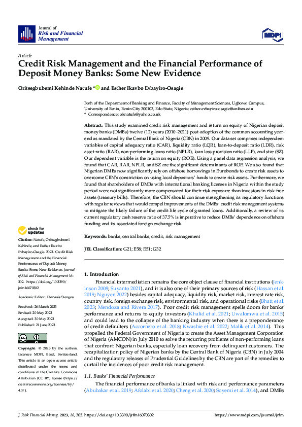(PDF) Credit Risk Management and the Financial Performance of Deposit ...
