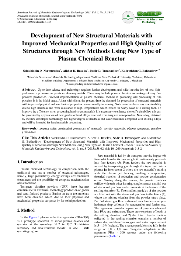 (PDF) Development of New Structural Materials with Improved Mechanical ...