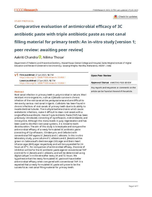 (PDF) Comparative evaluation of antimicrobial efficacy of 3C antibiotic paste with triple ...