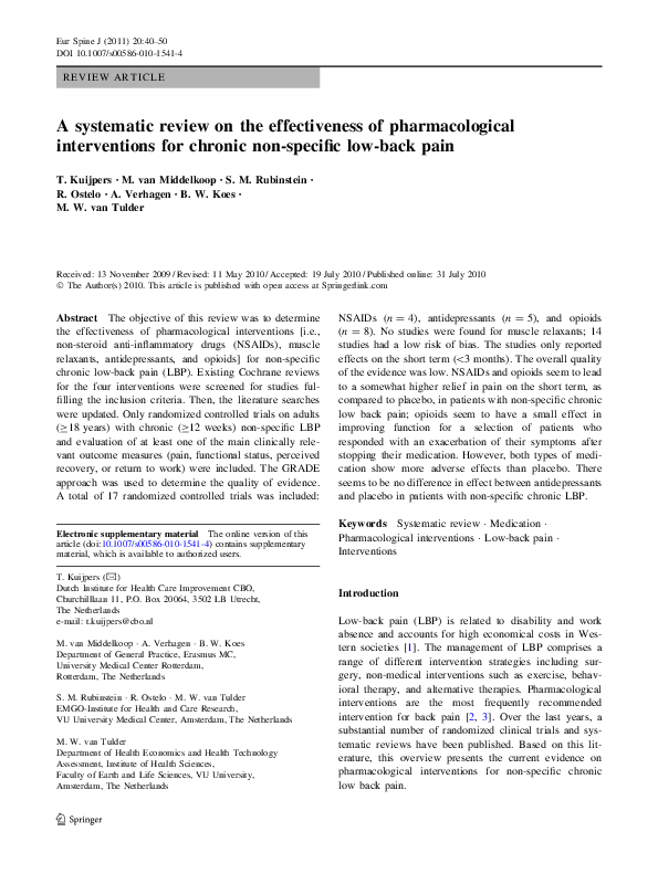 (PDF) A systematic review on the effectiveness of pharmacological interventions for chronic non ...