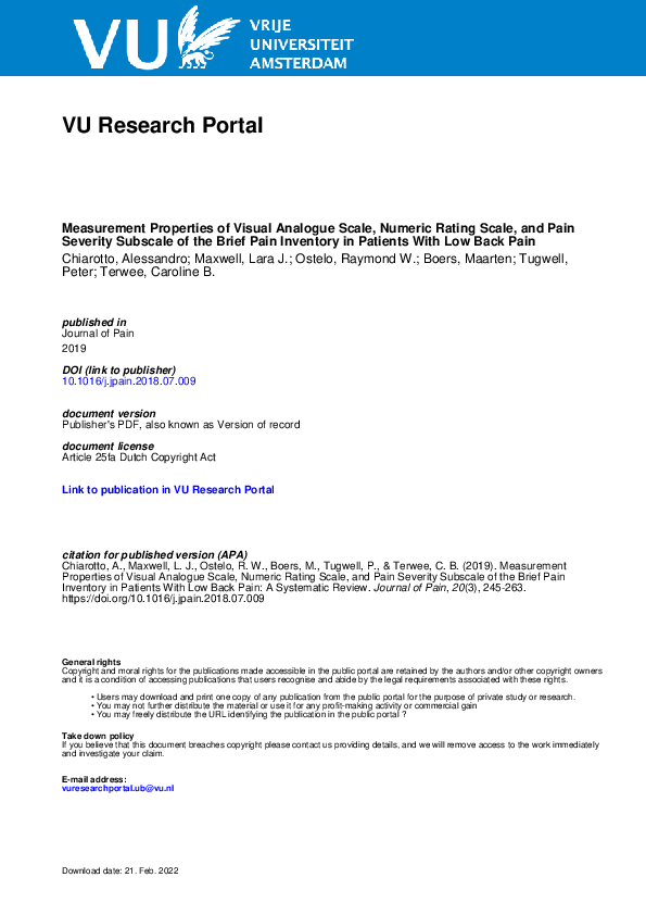 (PDF) Measurement Properties of Visual Analogue Scale, Numeric Rating ...