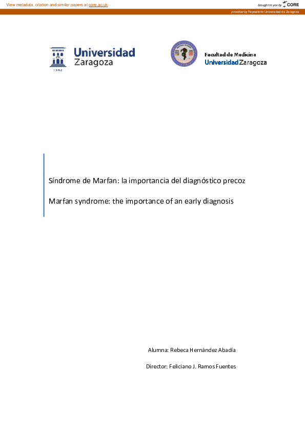 (PDF) Síndrome de Marfan: la importancia del diagnóstico precoz
