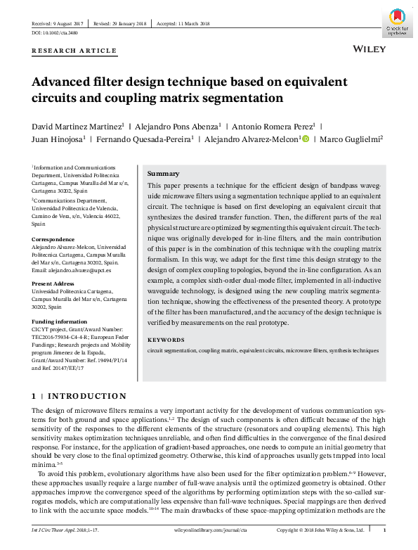 (PDF) Advanced filter design technique based on equivalent circuits and ...