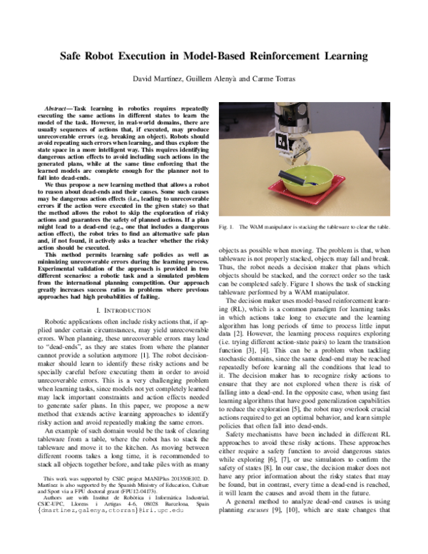 Pdf Safe Robot Execution In Model Based Reinforcement Learning