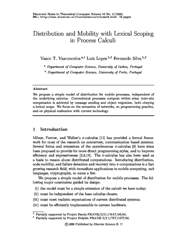 (PDF) Lexical Scoping in Mobile Process Distribution