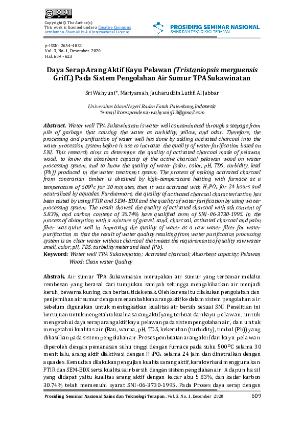 (PDF) Daya Serap Arang Aktif Kayu Pelawan (Tristaniopsis merguensis ...