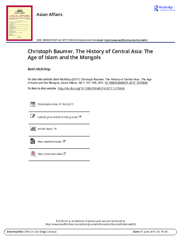 (PDF) Christoph Baumer. The History of Central Asia: The Age of the ...