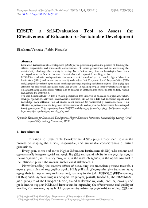 (PDF) EffSET: a Self-Evaluation Tool to Assess the Effectiveness of ...