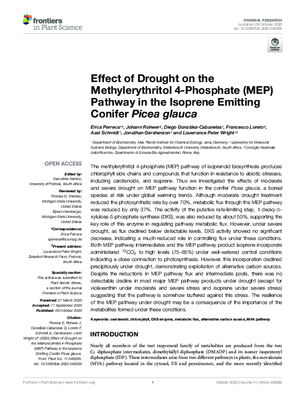 (PDF) Effect of Drought on the Methylerythritol 4-Phosphate (MEP ...