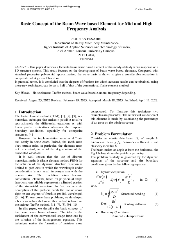 (PDF) Basic Concept of the Beam Wave based Element for Mid and High ...
