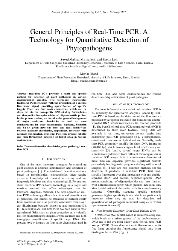 (PDF) General Principles of Real-Time PCR: A Technology for ...