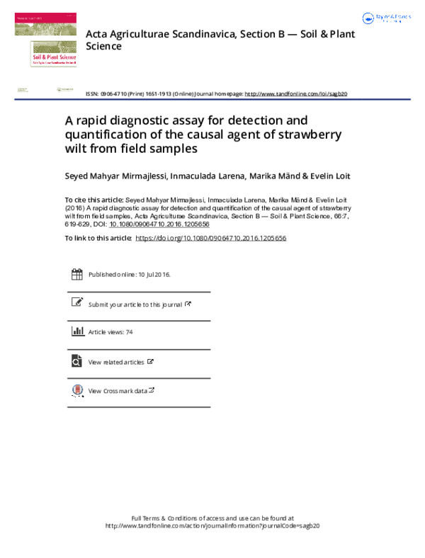 (PDF) A rapid diagnostic assay for detection and quantification of the causal agent of ...