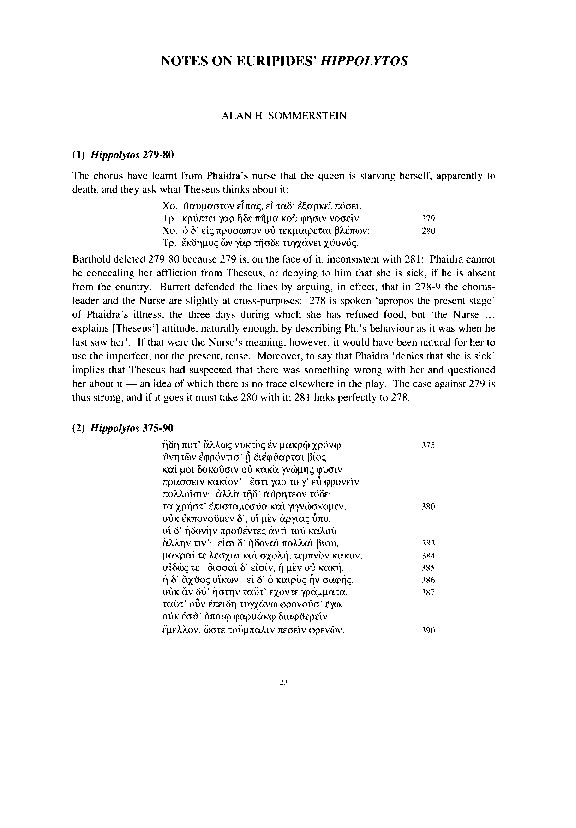 (PDF) Notes on Euripides‘ Hippolytos