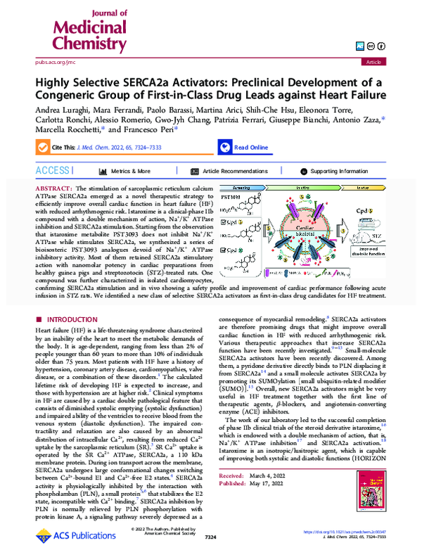 (PDF) Highly Selective SERCA2a Activators: Preclinical Development of a ...