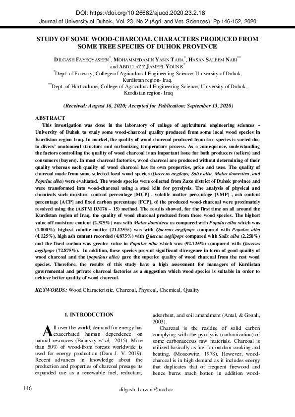 (PDF) STUDY OF SOME WOOD-CHARCOAL CHARACTERS PRODUCED FROM SOME TREE ...