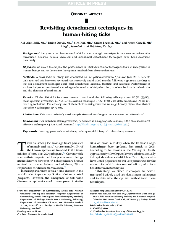 (PDF) Revisiting detachment techniques in human-biting ticks