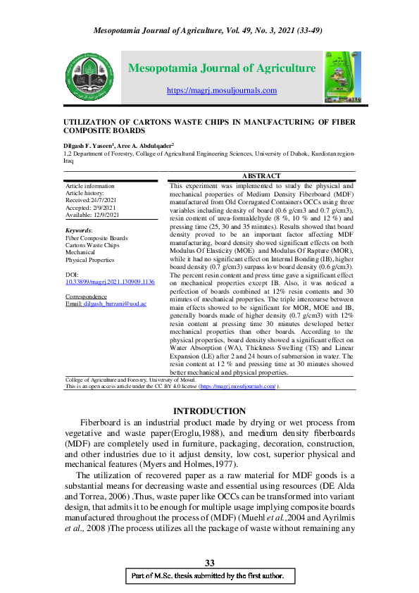 (PDF) UTILIZATION OF CARTONS WASTE CHIPS IN MANUFACTURING OF FIBER ...