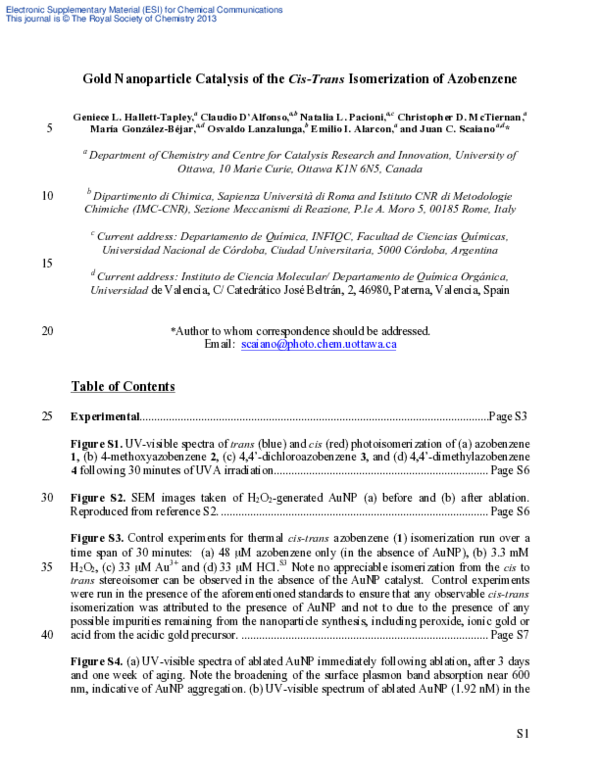 (PDF) Gold nanoparticle catalysis of the cis–trans isomerization of ...