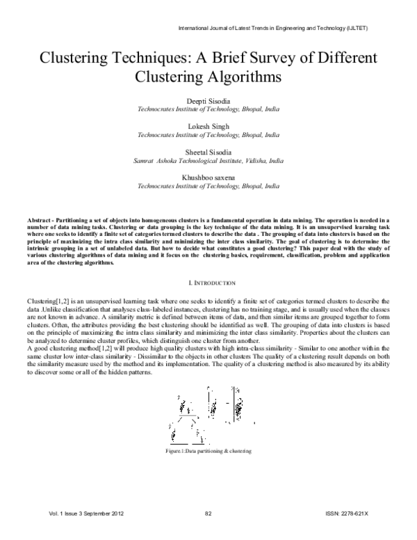 Pdf Clustering Techniques A Brief Survey Of Different Clustering Algorithms
