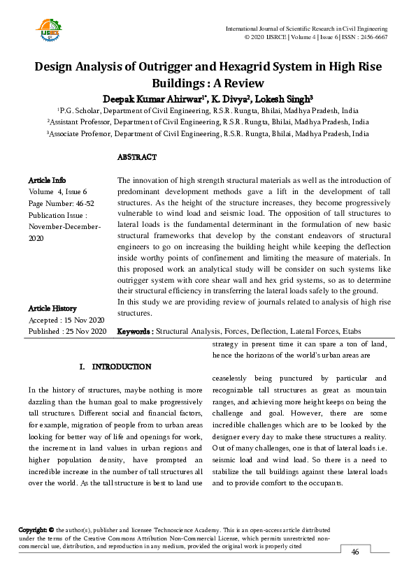 (PDF) Design Analysis of Outrigger and Hexagrid System in High Rise ...