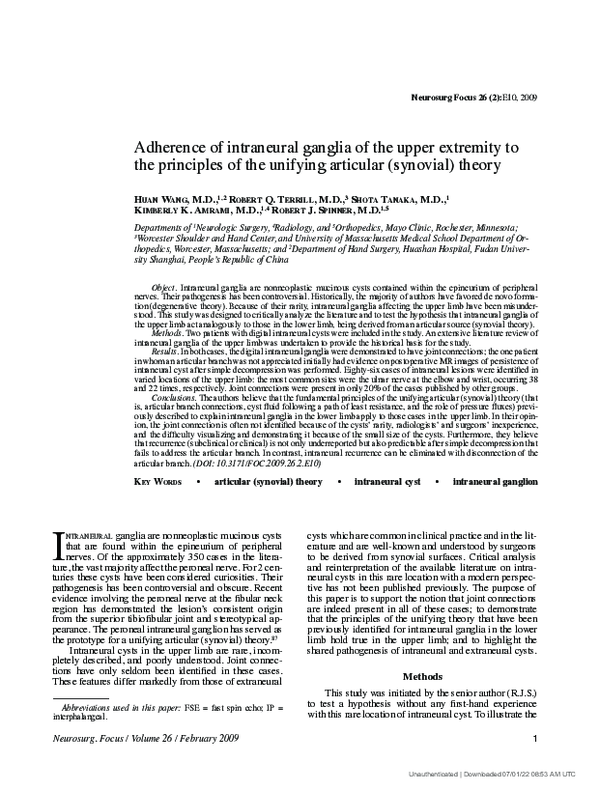 (PDF) Adherence of intraneural ganglia of the upper extremity to the ...